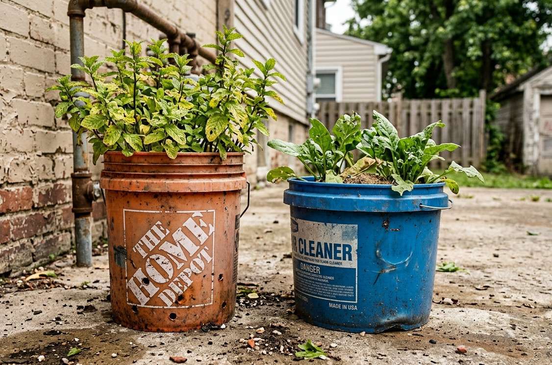 23 Bucket Garden Ideas to Setup Lushest Garden Ever - Homestead Gardener