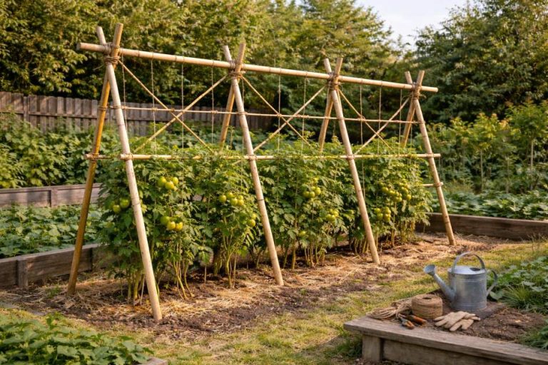 DIY Bamboo Tomato Trellis - How to Build - Homestead Gardener