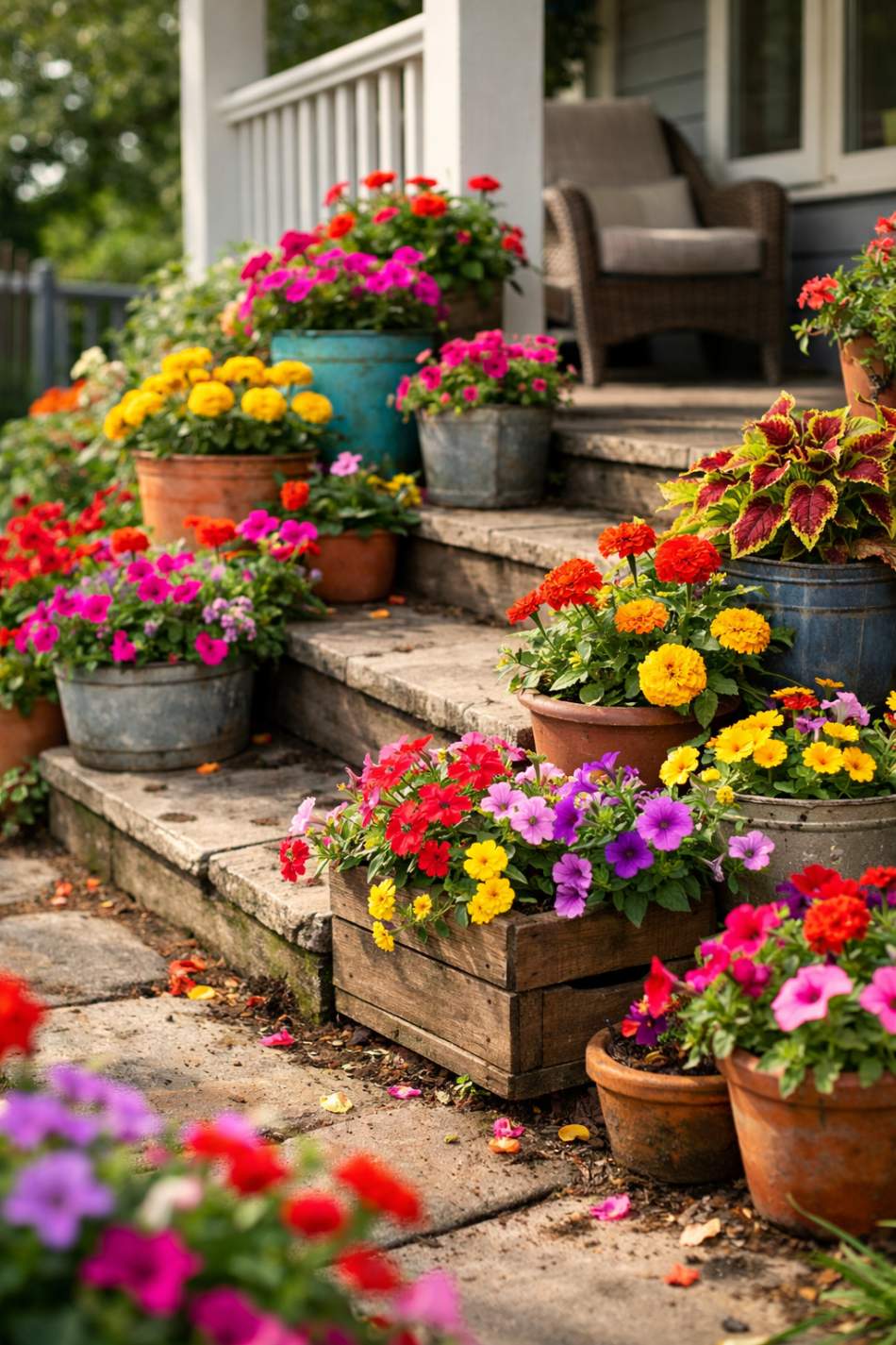 37 Beautiful Front Porch Flower Pots Ideas - Homestead Gardener