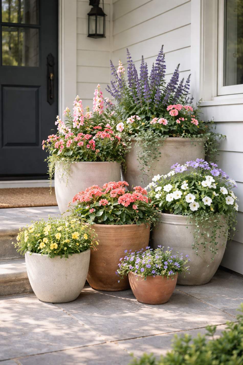 37 Beautiful Front Porch Flower Pots Ideas - Homestead Gardener